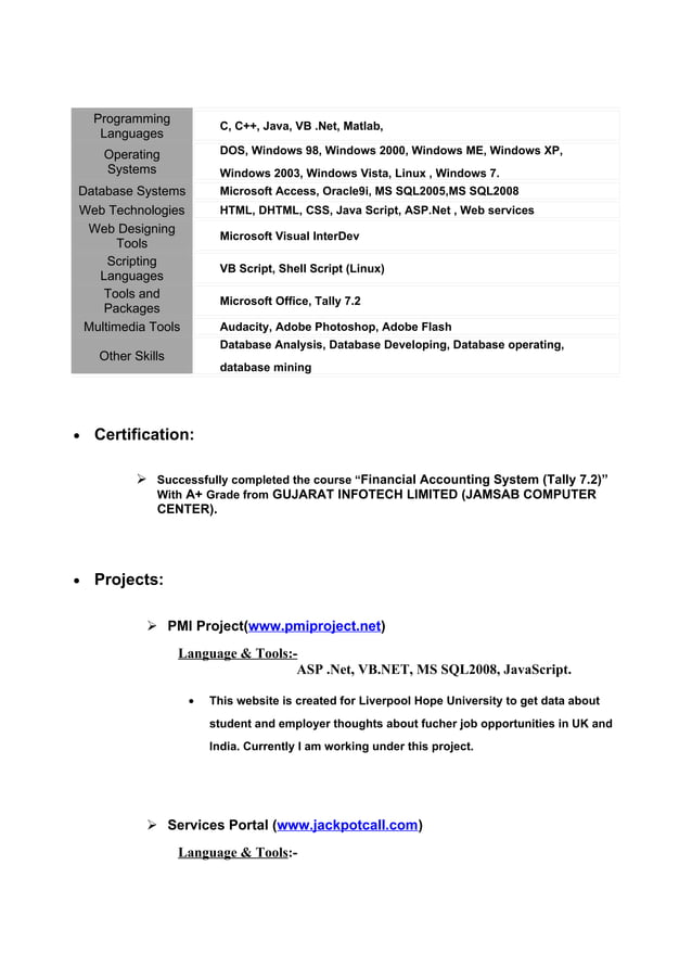 Cv | DOC | Computing | Technology & Computing