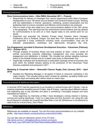 Anthony Mahon - Curriculum Vitae | PDF