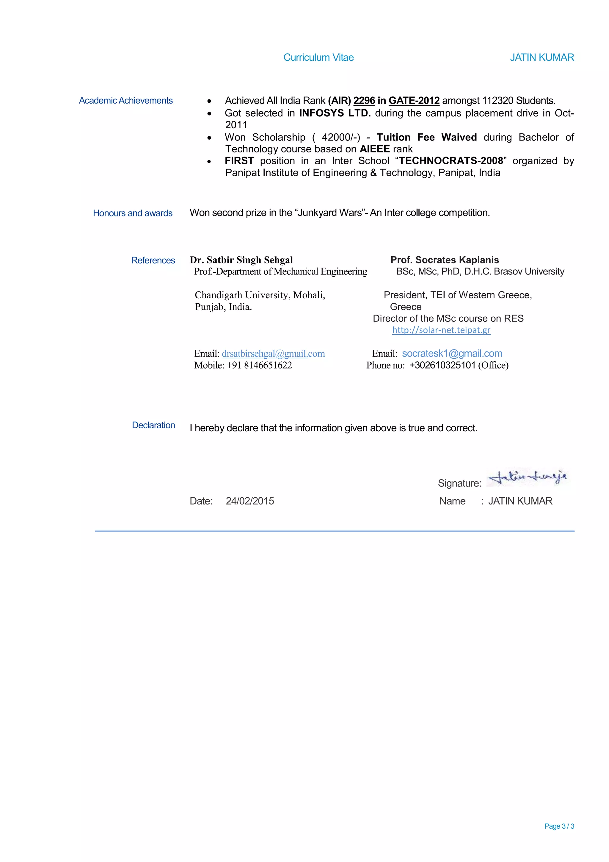 CV.Jatin kumar | PDF