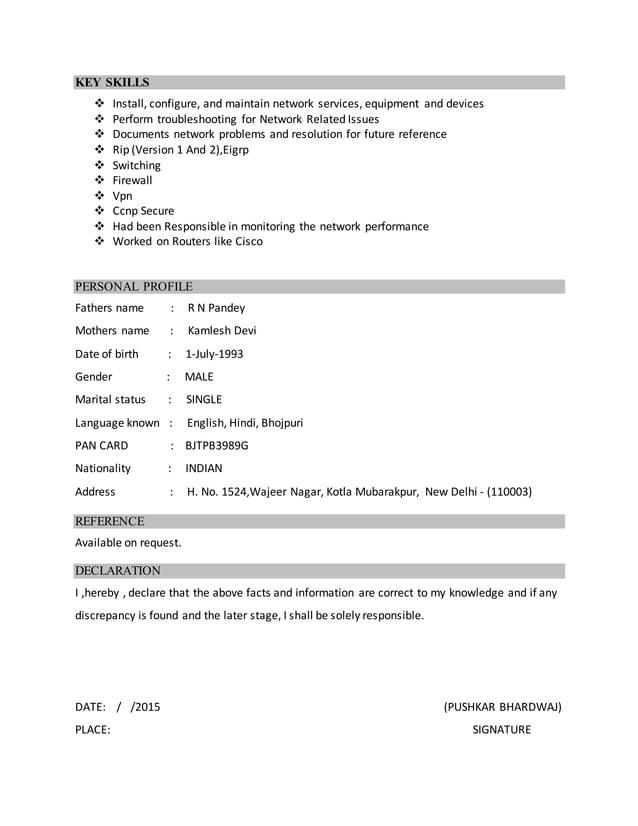 Cv | DOCX | Computer Networking | Computing