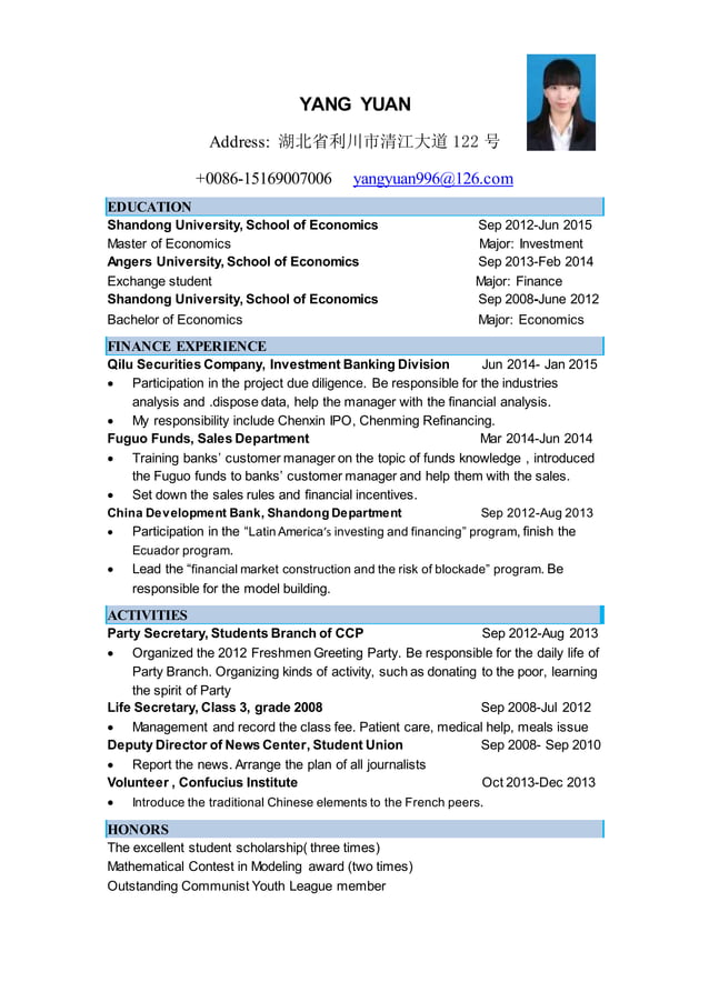 CV Template_Resume_Major Economics and Management_Career and Job ...