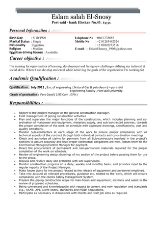 Cv.eslam elsnosy.update | PDF