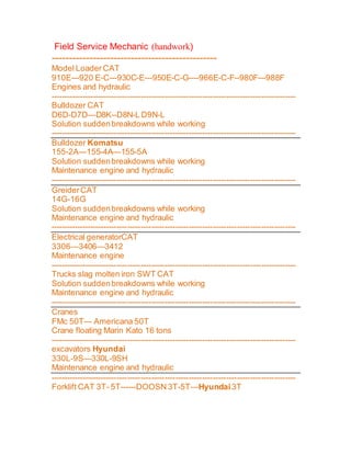 Cv --,diesel-mechanical equipment technician maintenance | DOCX ...