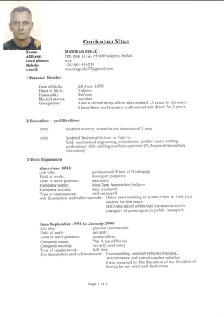 Miodrag Colic CV | PDF