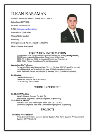 İlkan Karaman-CV | DOCX | Technology & Computing