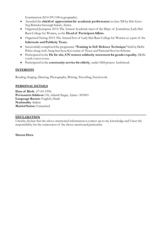 Simran Hora CV | PDF