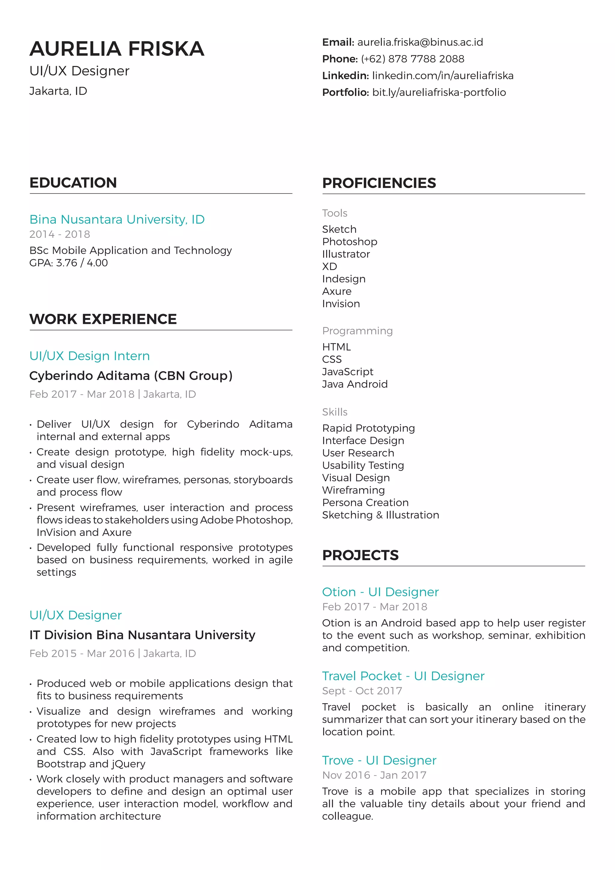 Aurelia Friska Resume | PDF