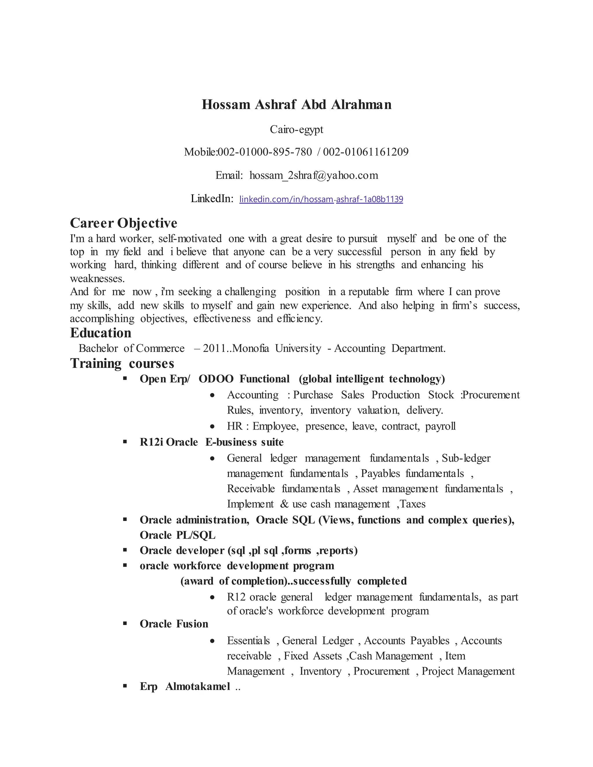 Cv..hossam ashraf..erp app | DOCX