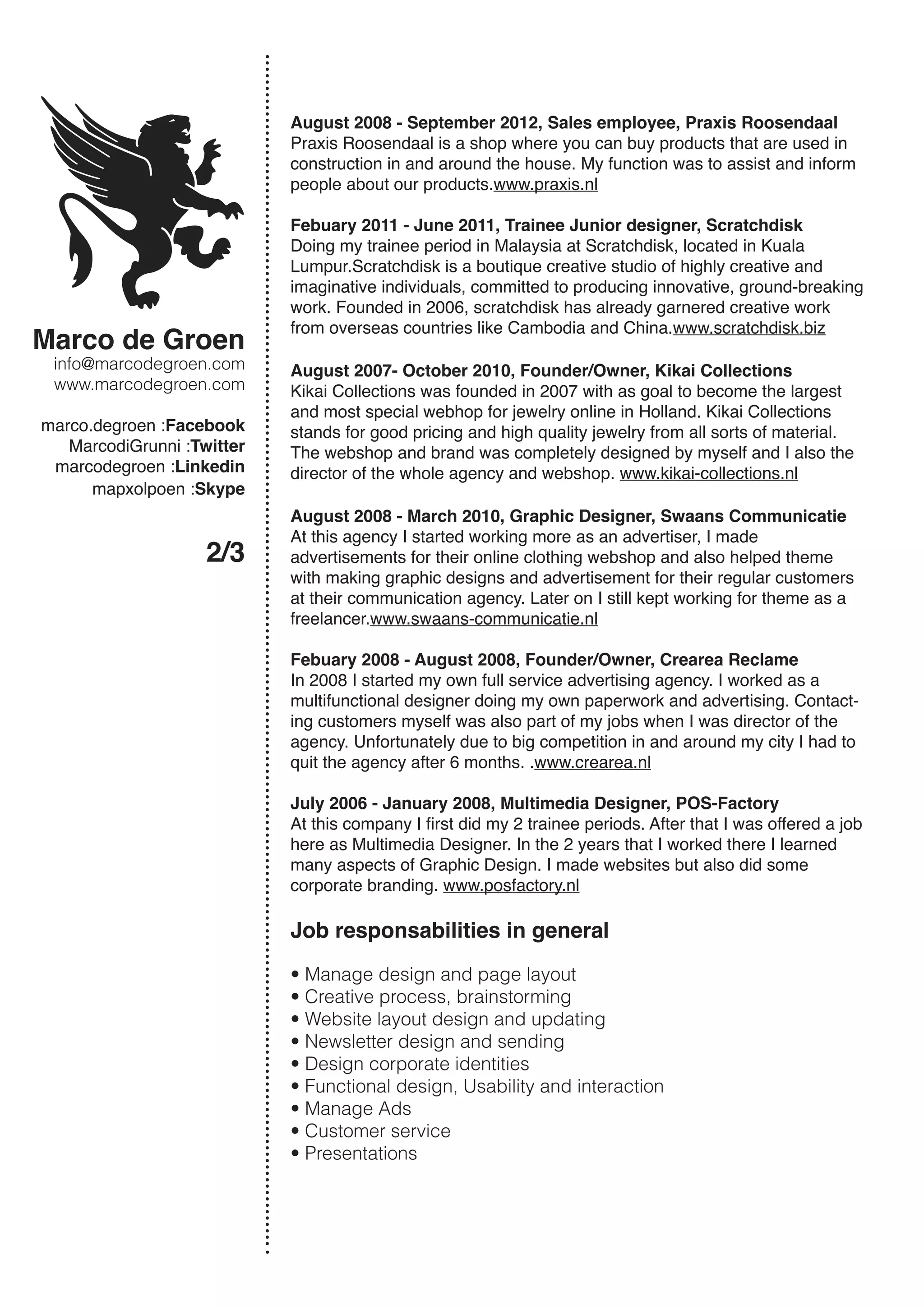 Marco de Groen Resume 2014 | PDF
