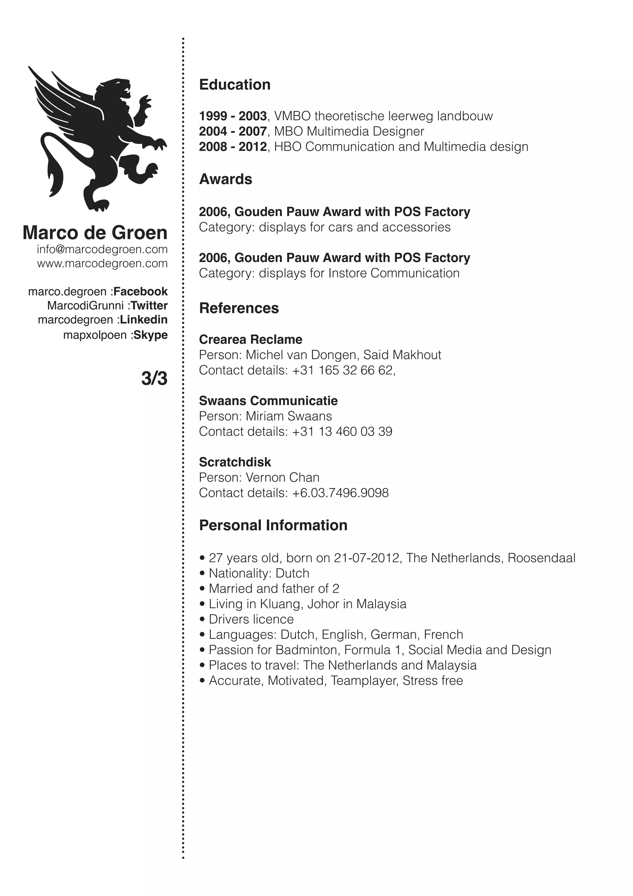 Marco de Groen Resume 2014 | PDF