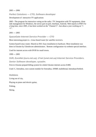 Erlang Software Developer CV | PDF | Programming Languages | Computing