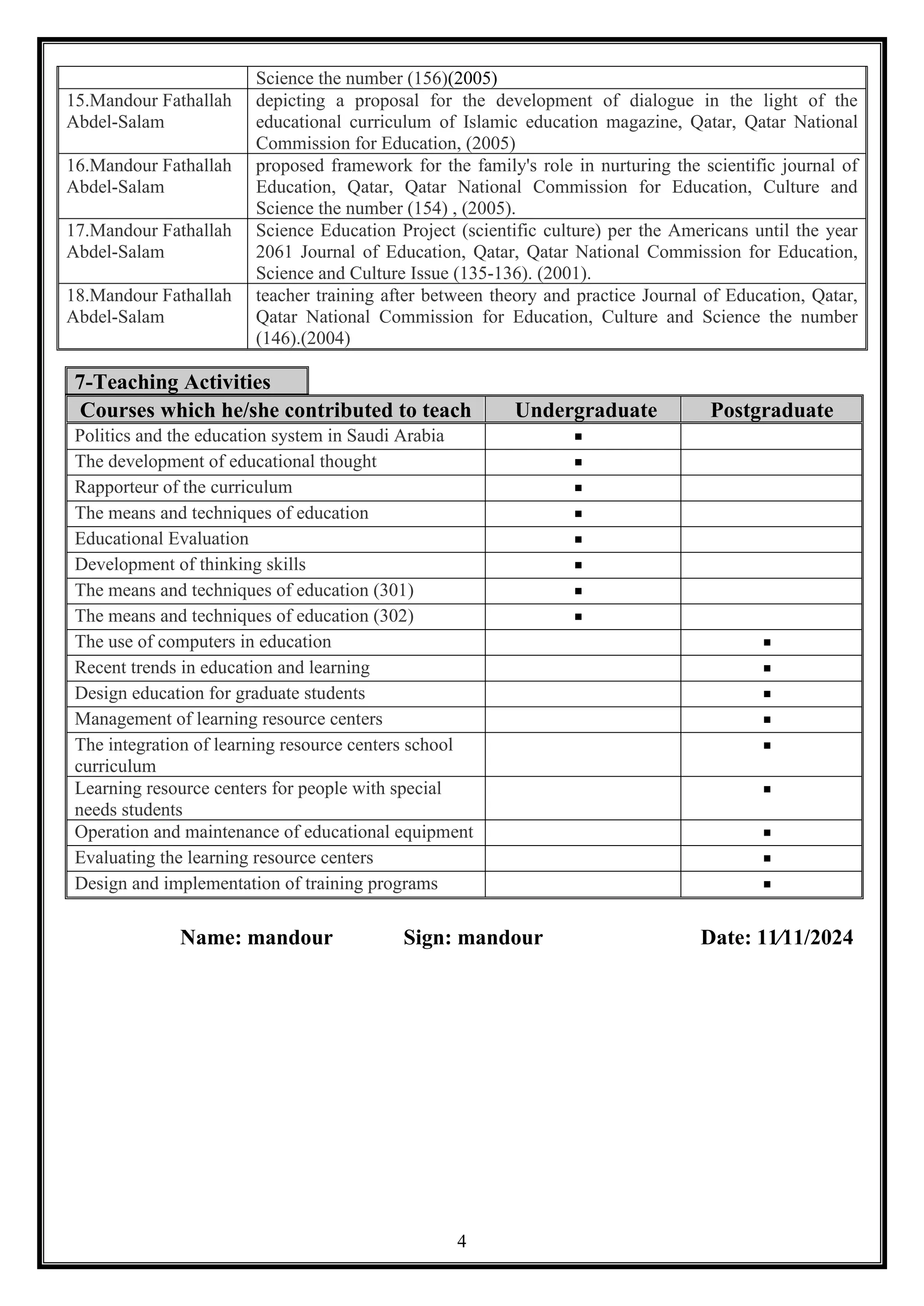 C V .porf..Dr.Mandour Abdelsalam Fatalla Abdelsalam | PDF