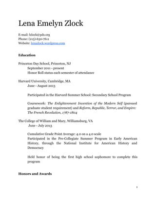 Lena Zlock CV | PDF | Free Download