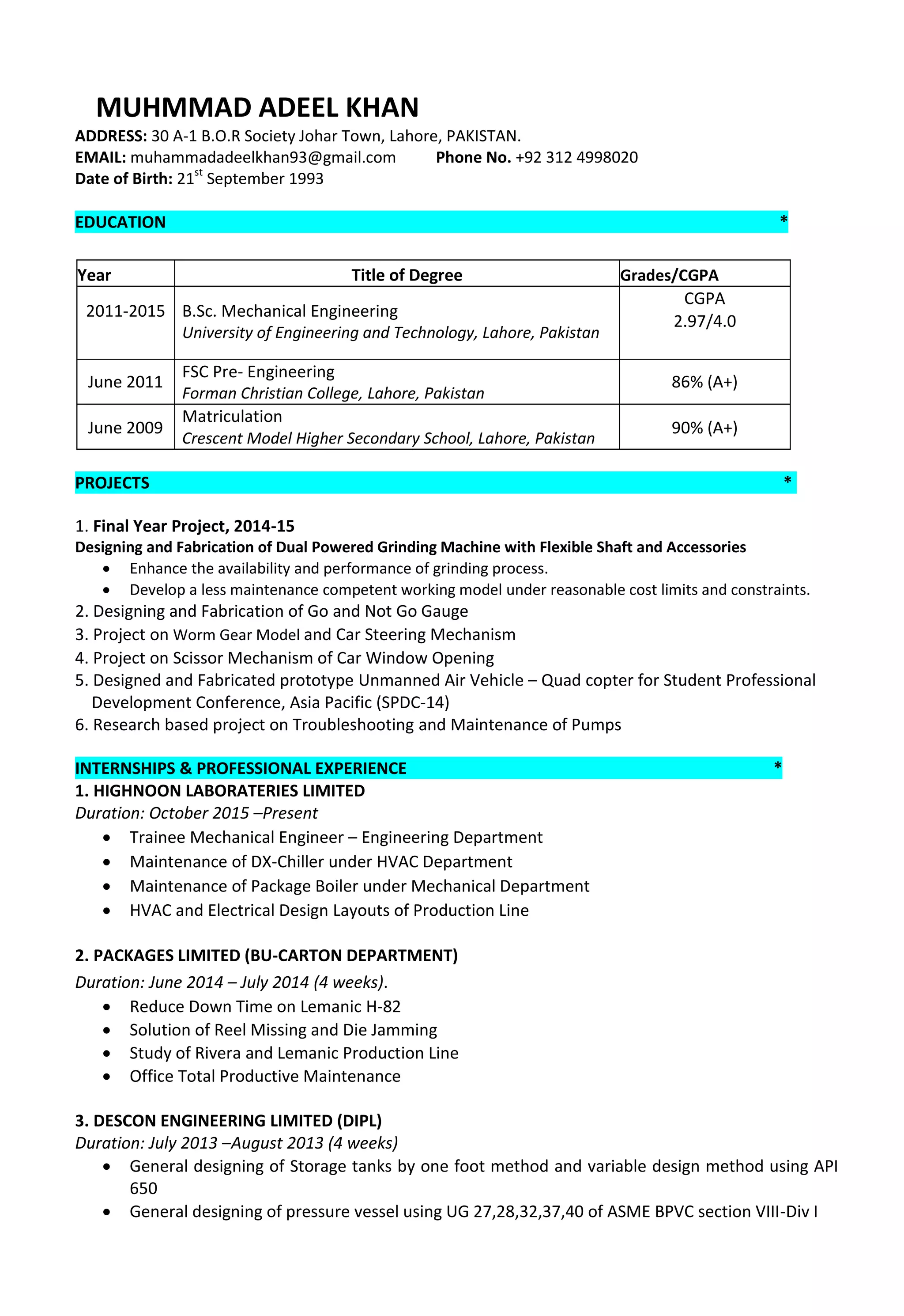 Resume - Mechanical Engineer | PDF