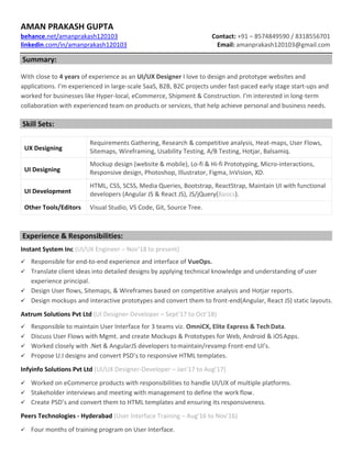 Cv aman gupta-uiux | PDF | Web Development | Internet