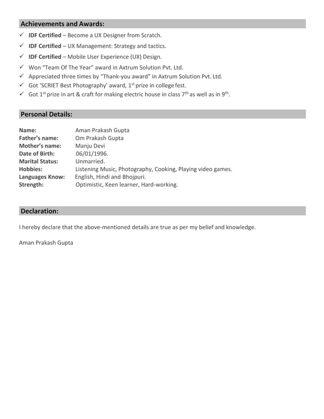 Cv aman gupta-uiux | PDF | Web Development | Internet