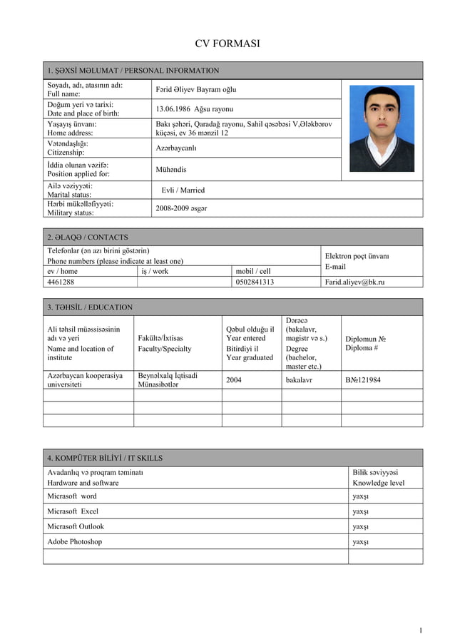 Cv FARİD | PDF
