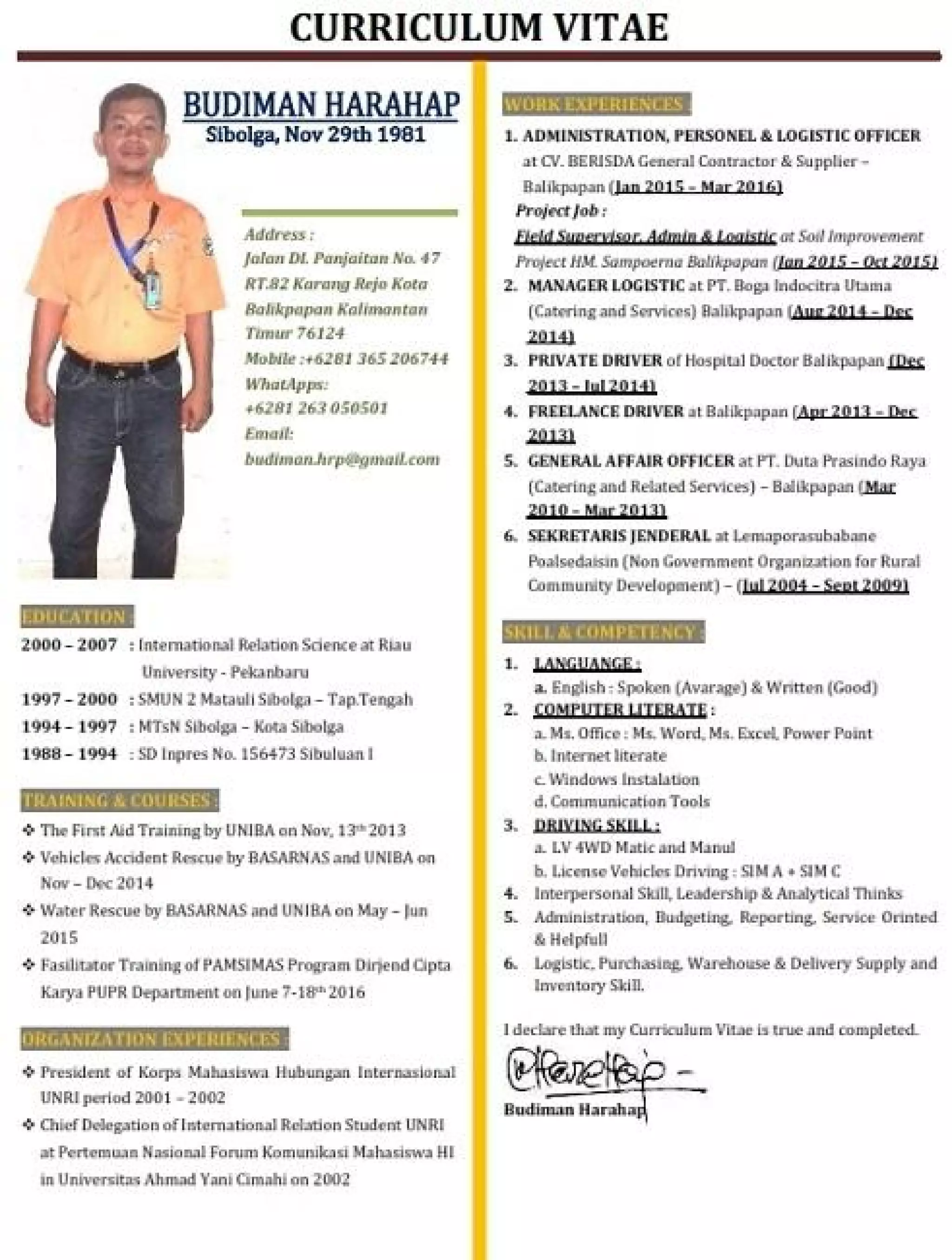 CV-BUDIMAN HARAHAP | PDF