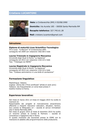 Cv _Ingegnere meccanico | PDF
