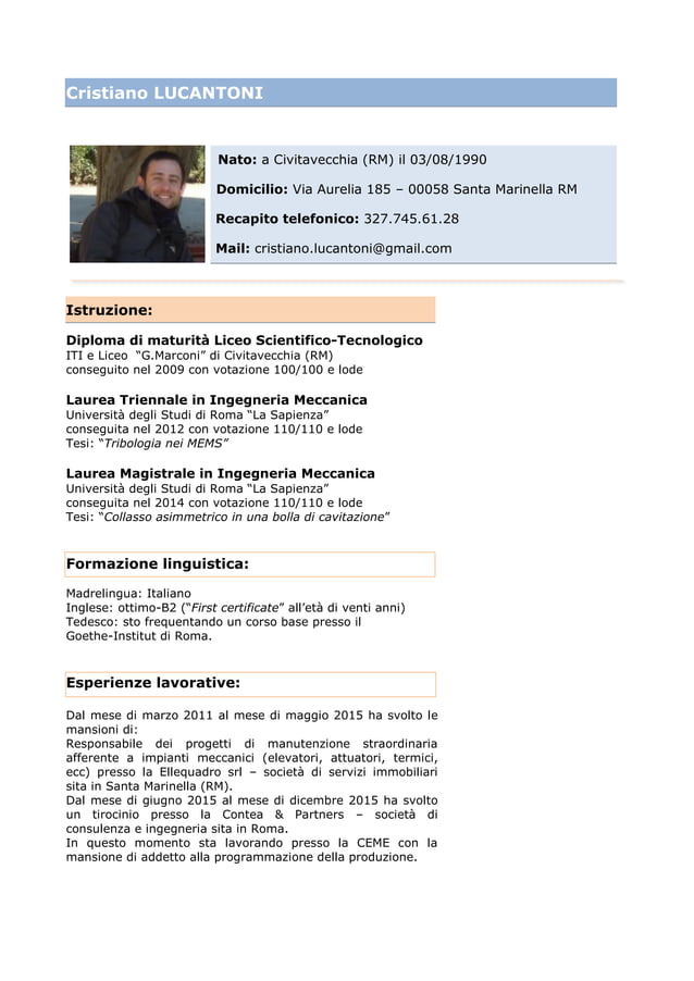 Cv _Ingegnere meccanico | PDF