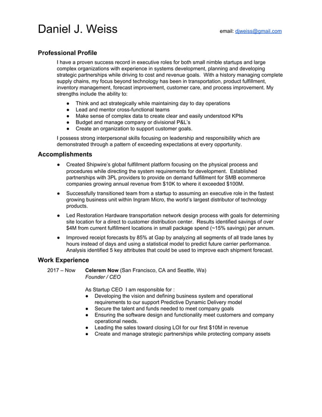 Daniel Weiss Resume | PDF