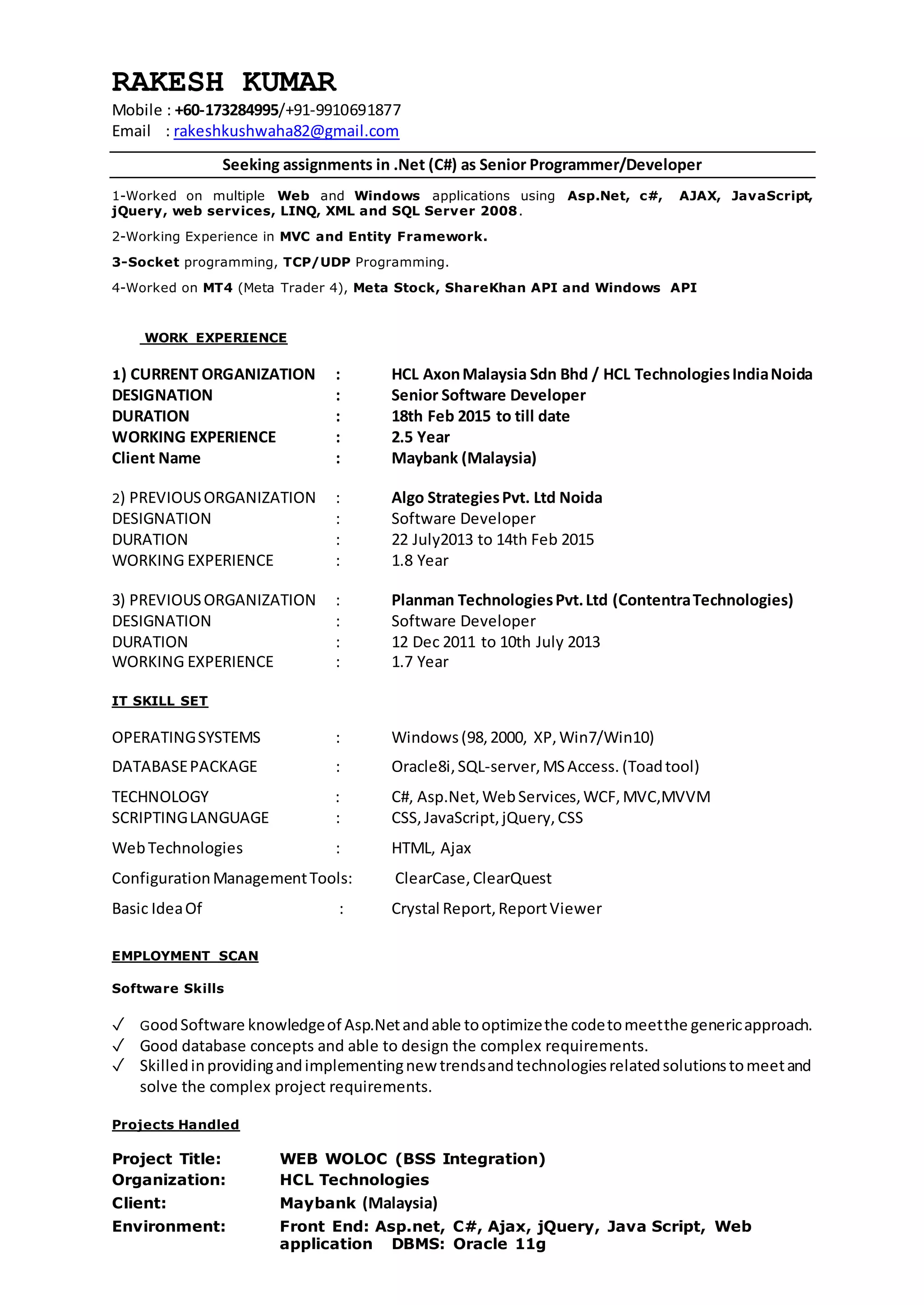 senior software developer .net