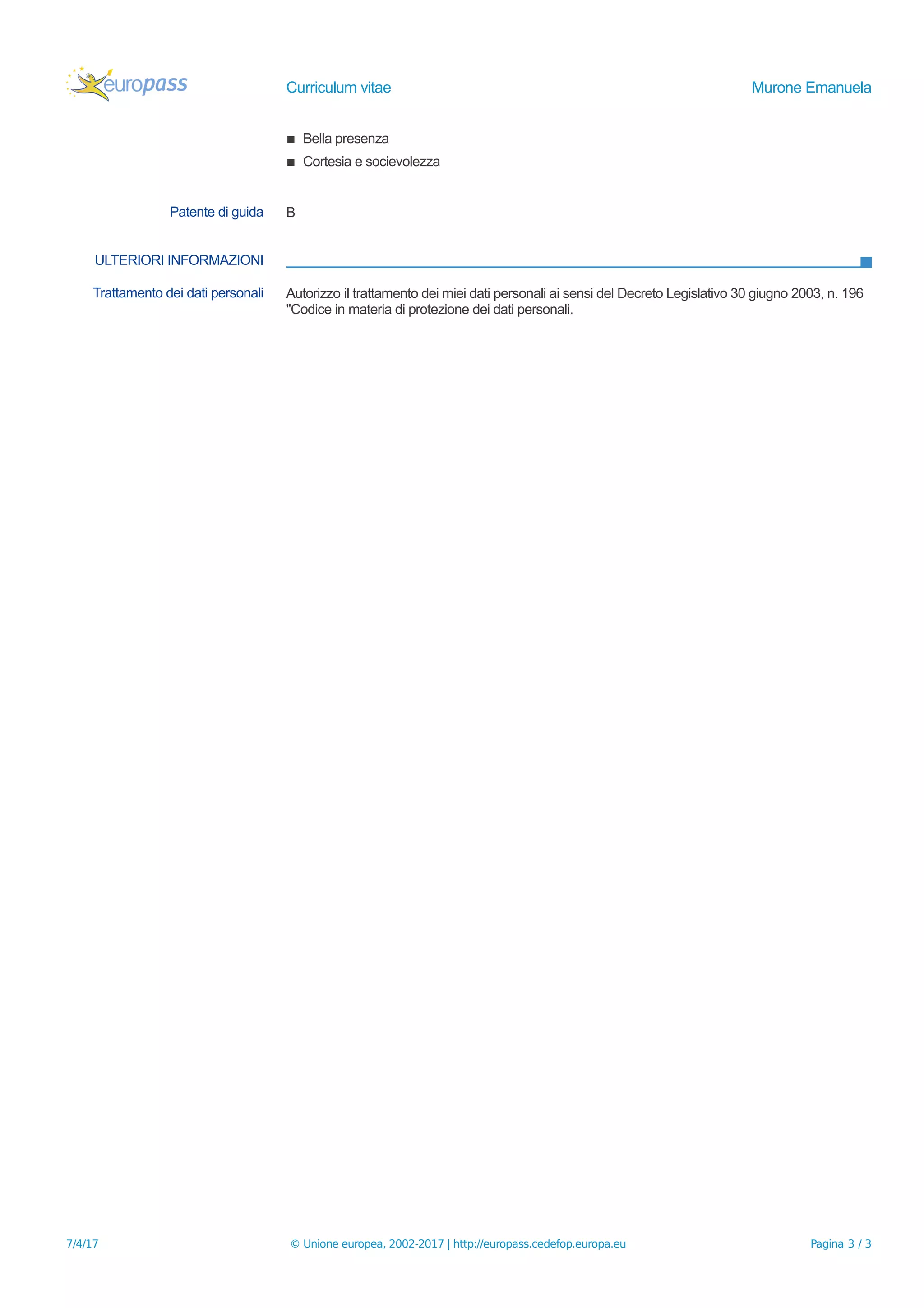 Cv emanuela murone | PDF