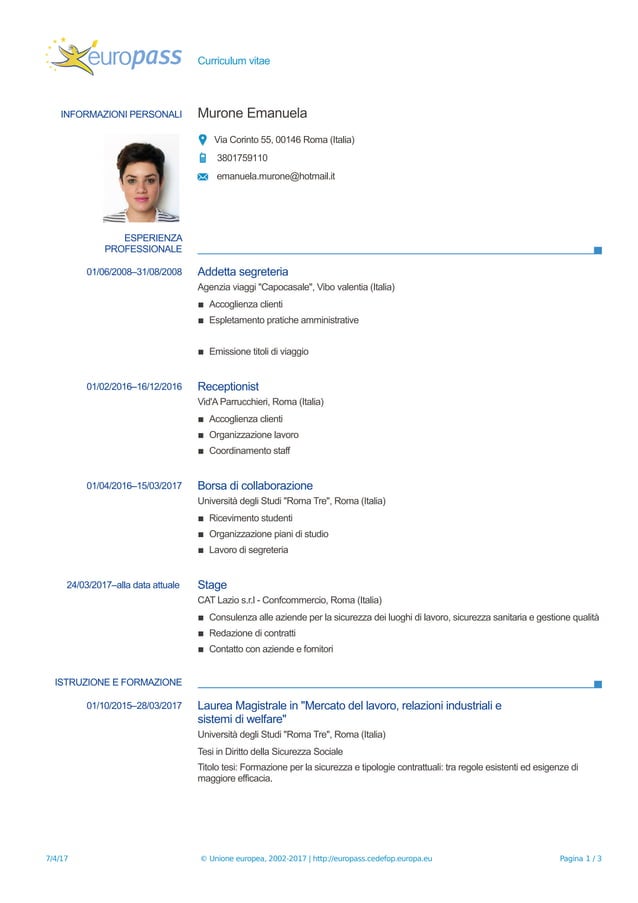 Cv emanuela murone | PDF