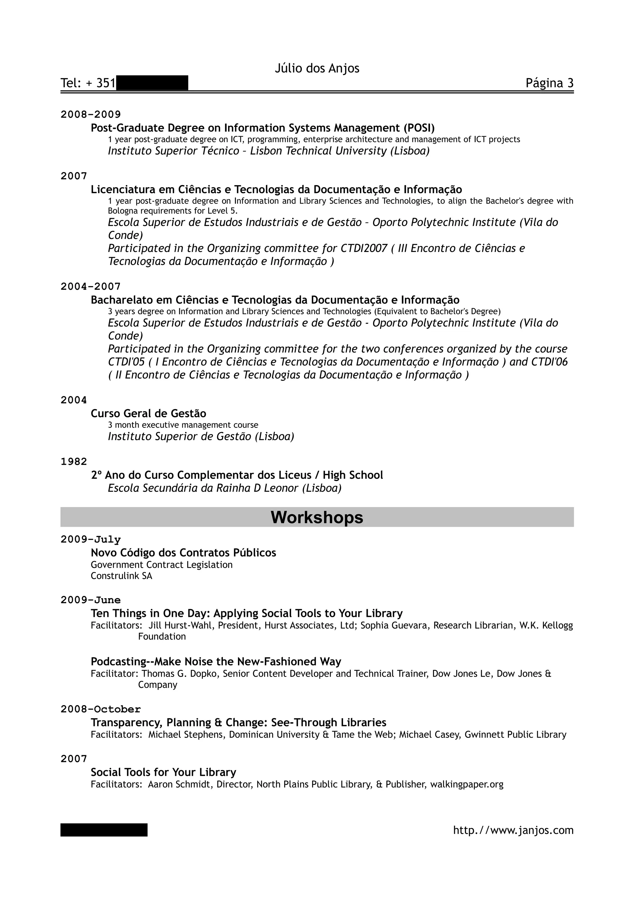 CV in English, Long Form | ODT