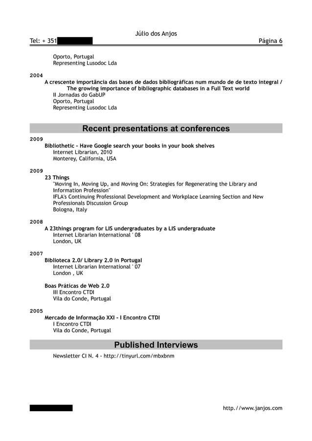 CV in English, Long Form | ODT