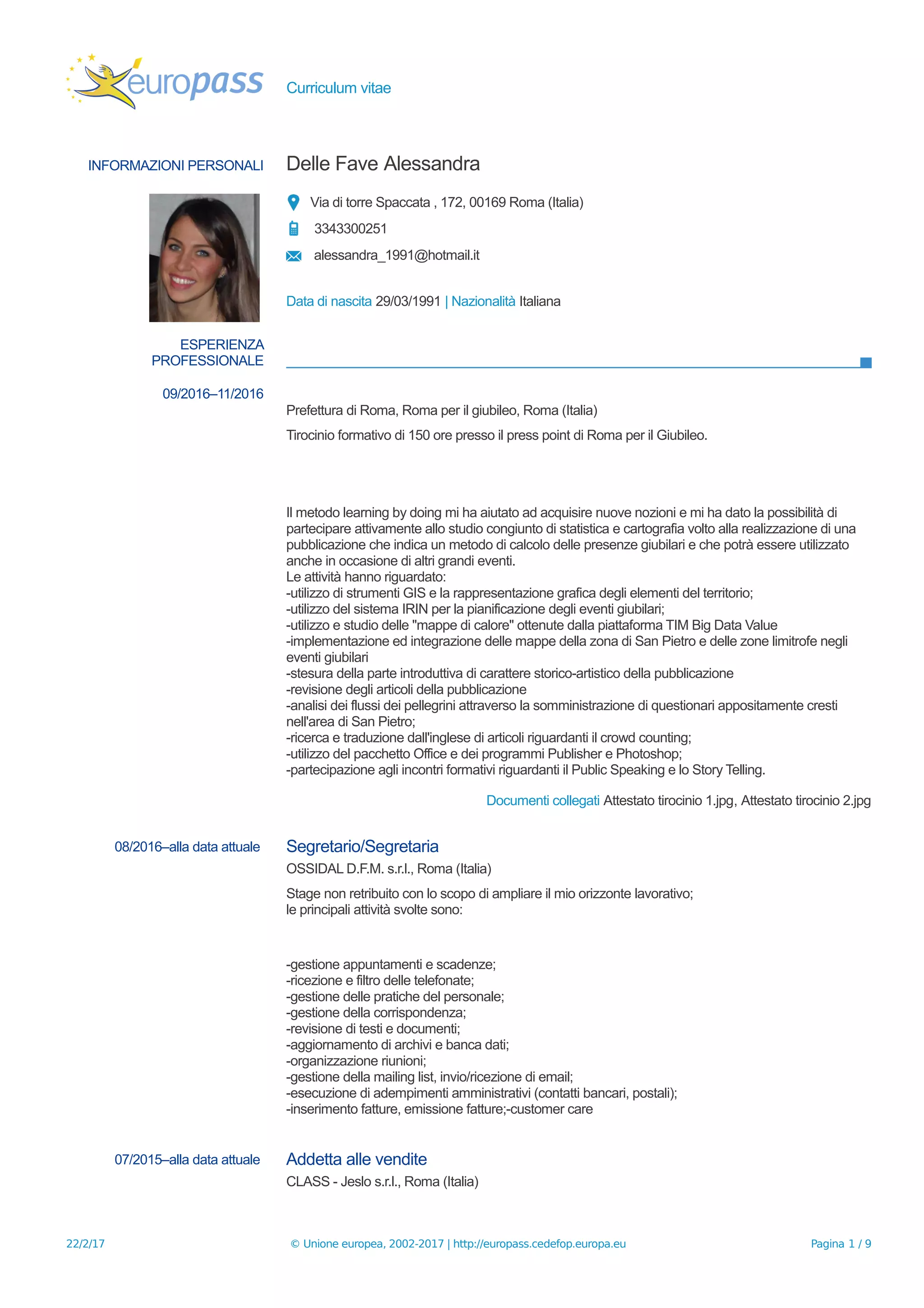 Cv-Alessandra-Delle-Fave-it | PDF