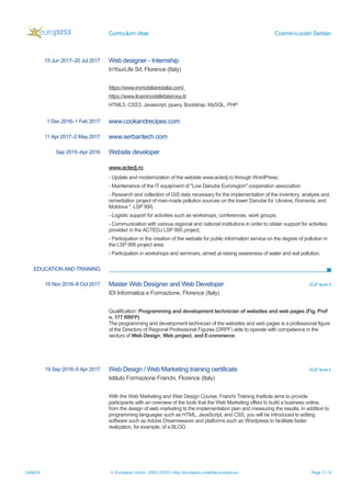 Cv Esp Europass 20190624 Serban En Pdf Web Development Internet