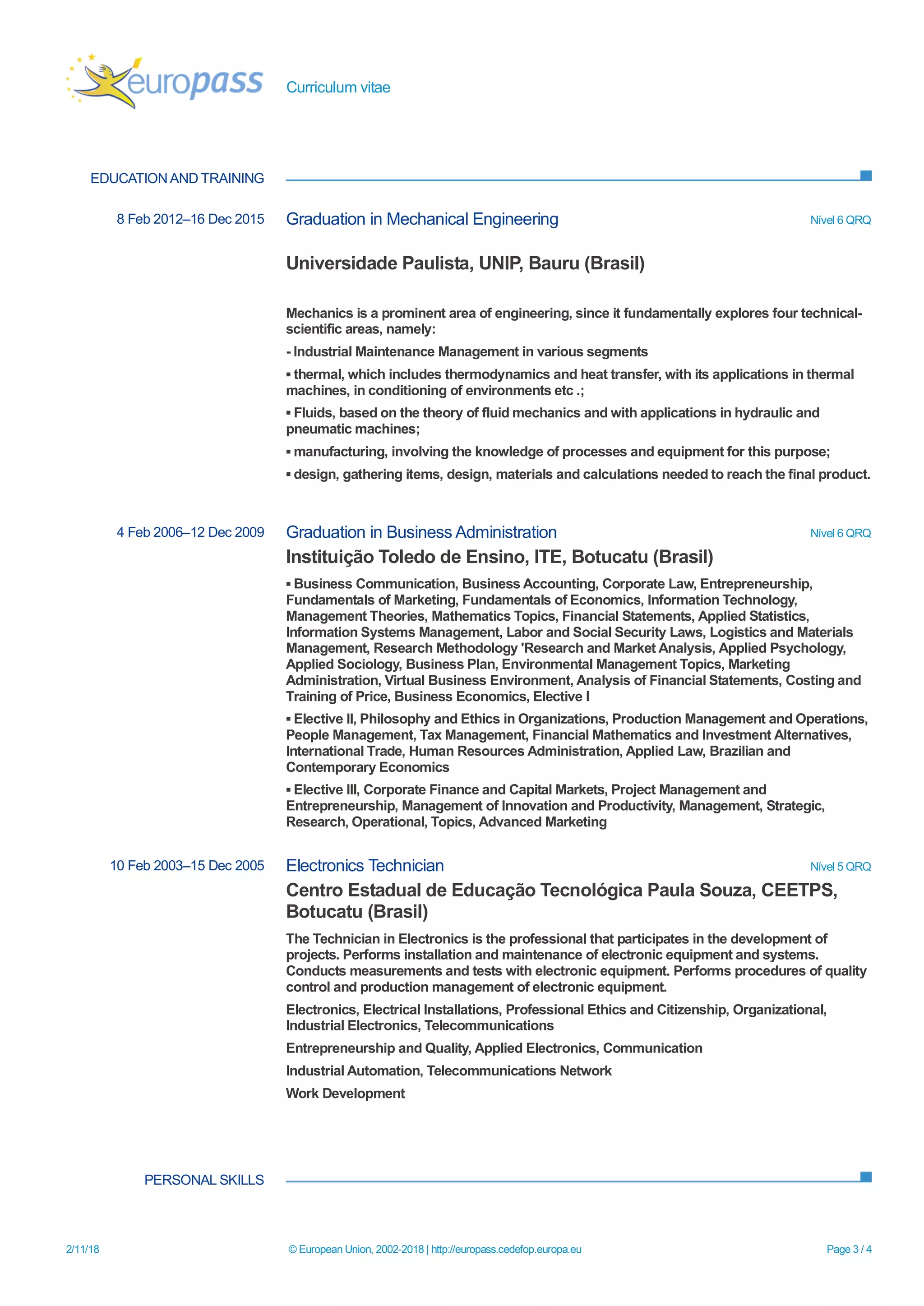 Cv europass-2019-montanaro-english | PDF | Business Administration ...