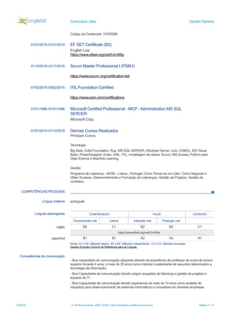 Currículo Sandro Servino (Padrão Europeu) | PDF