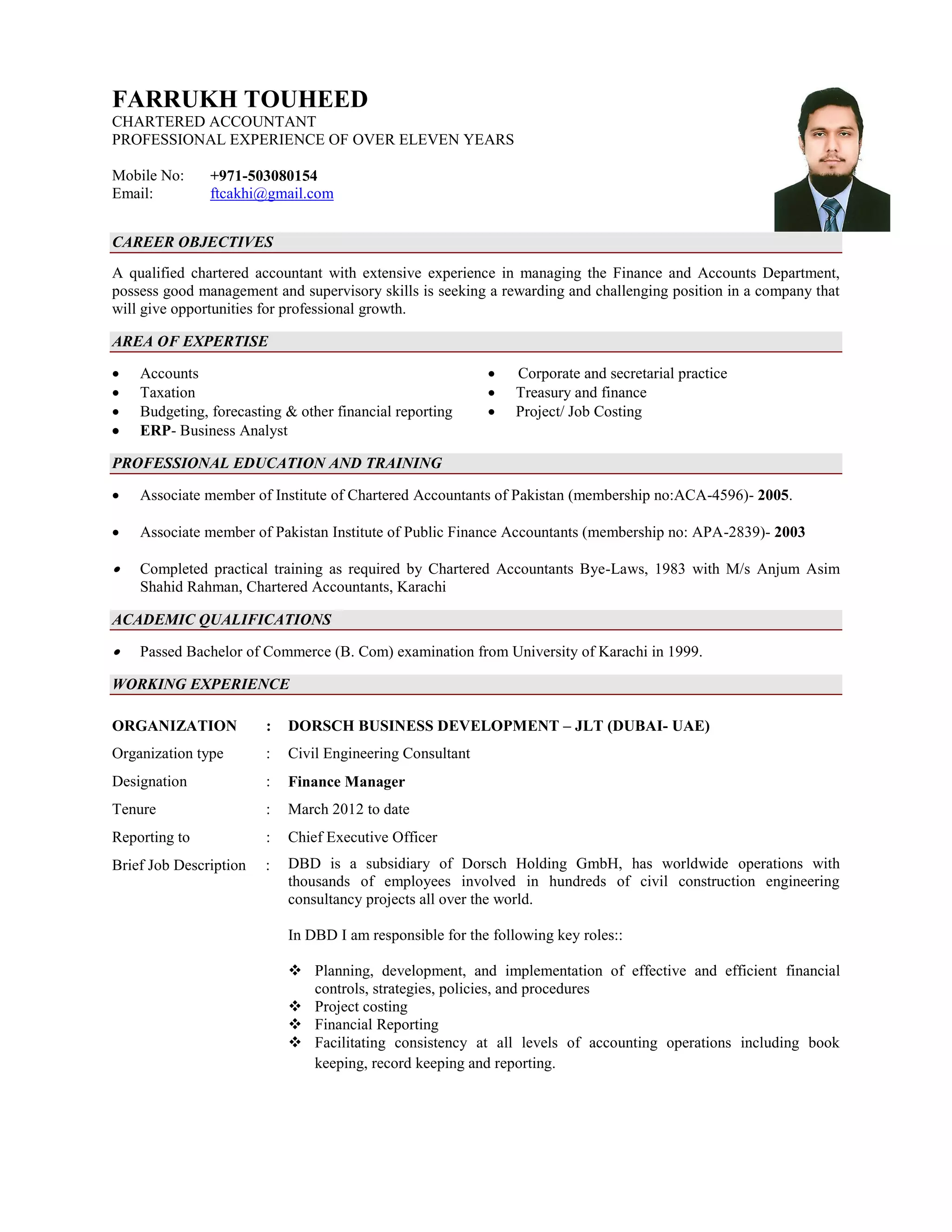Cv farrukh touheed-aca | PDF