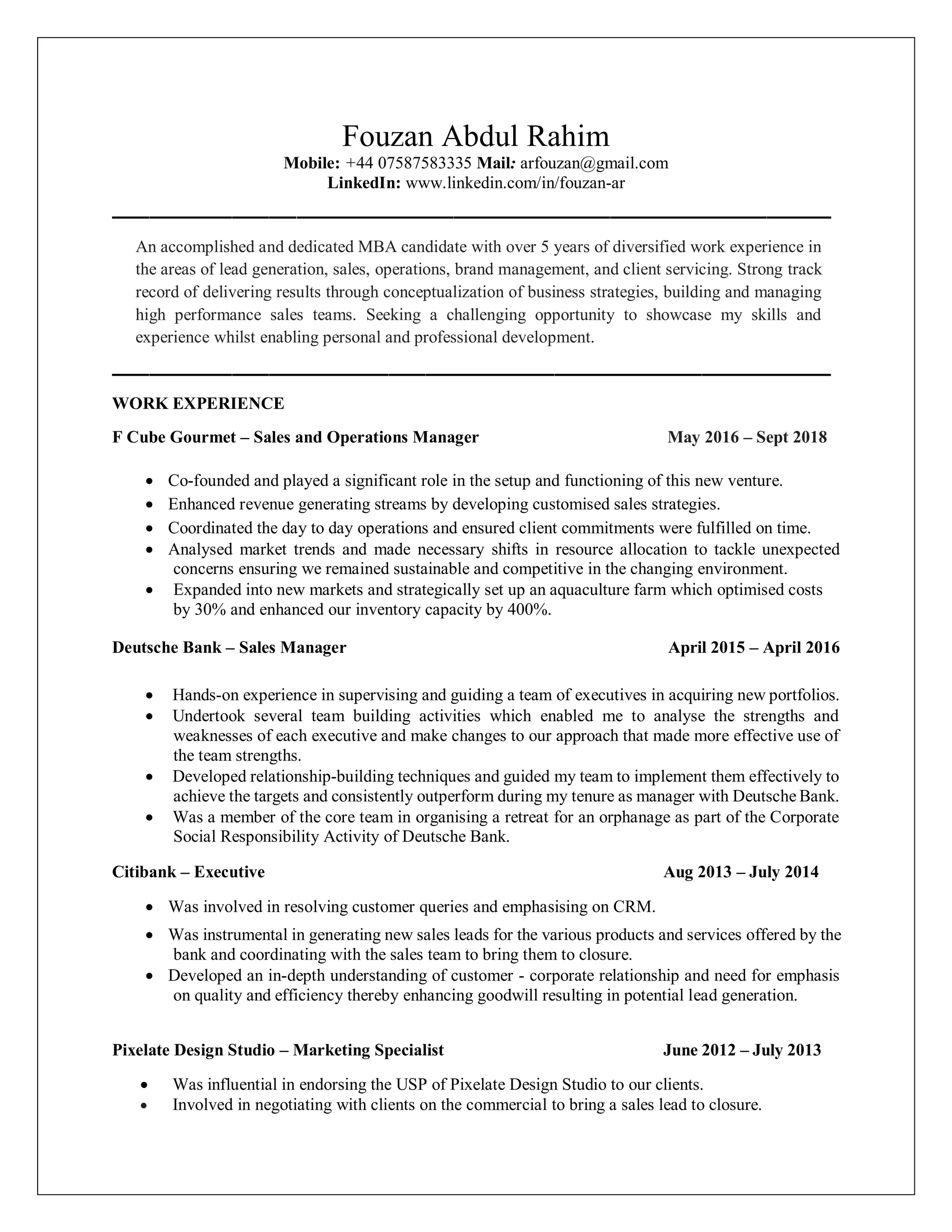 Fouzan Abdul Rahim CV | PDF