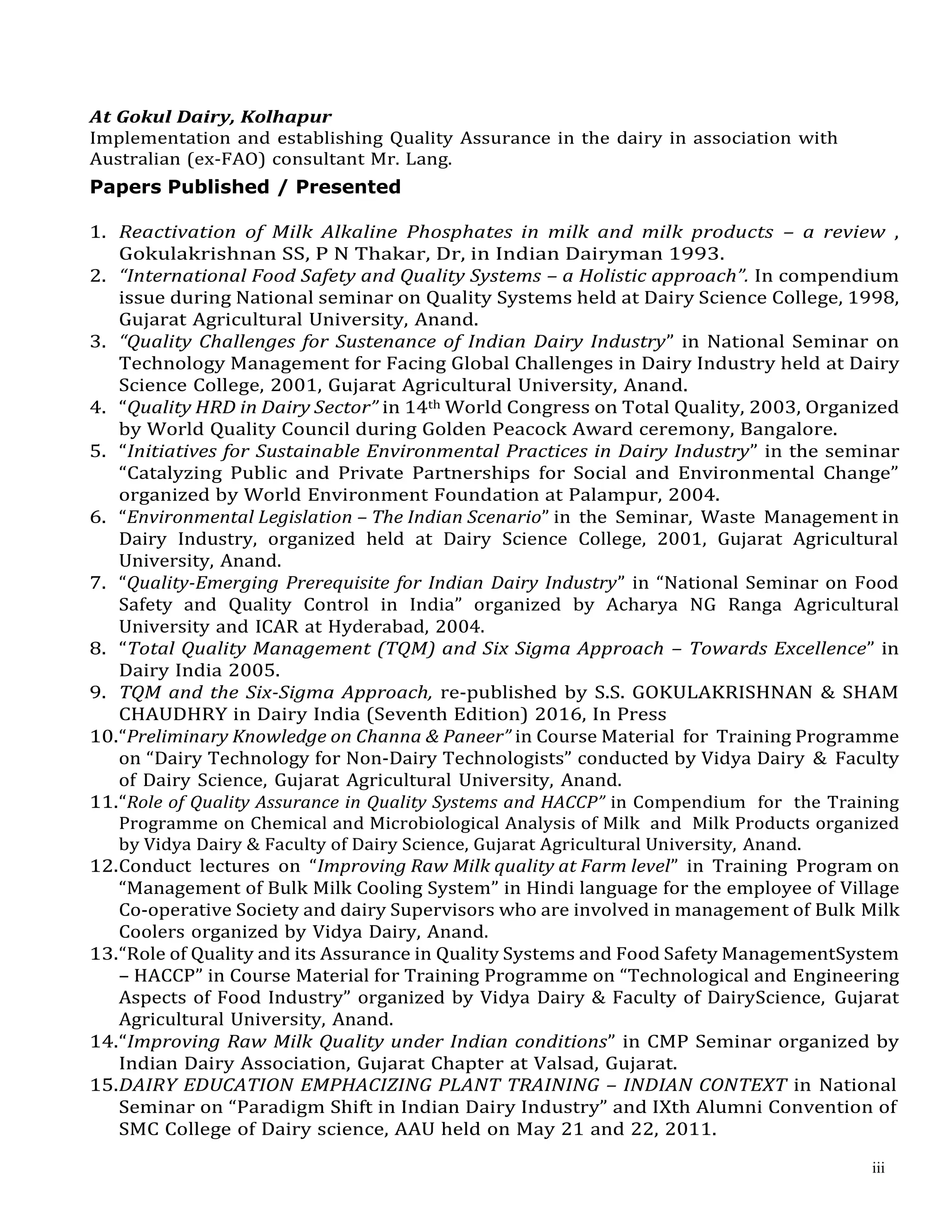 CV - Gokul 2024 Word.pdf Brief Personnel information of Gokulakrishnan SS as on 2024 | PDF