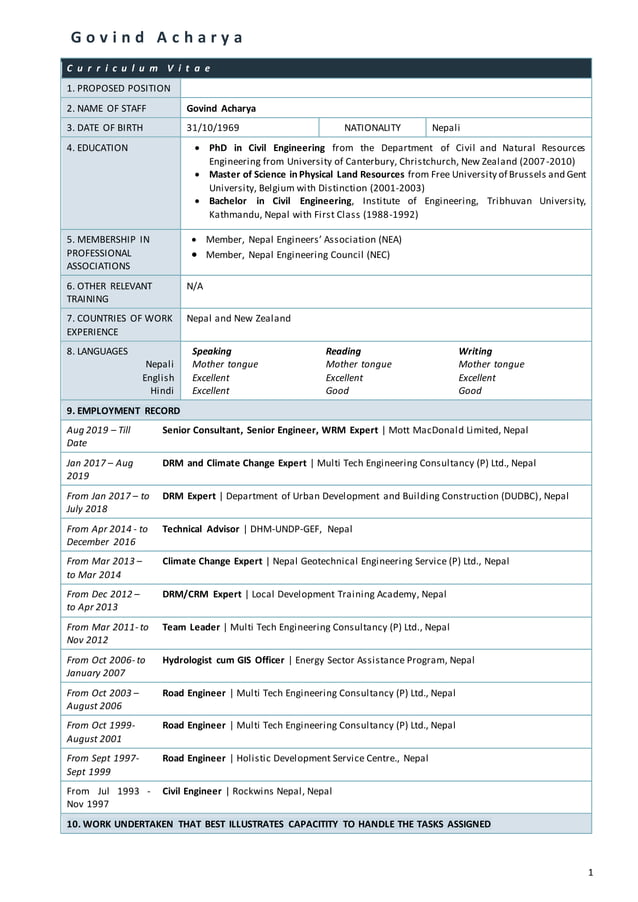 CV Govind Acharya | DOCX