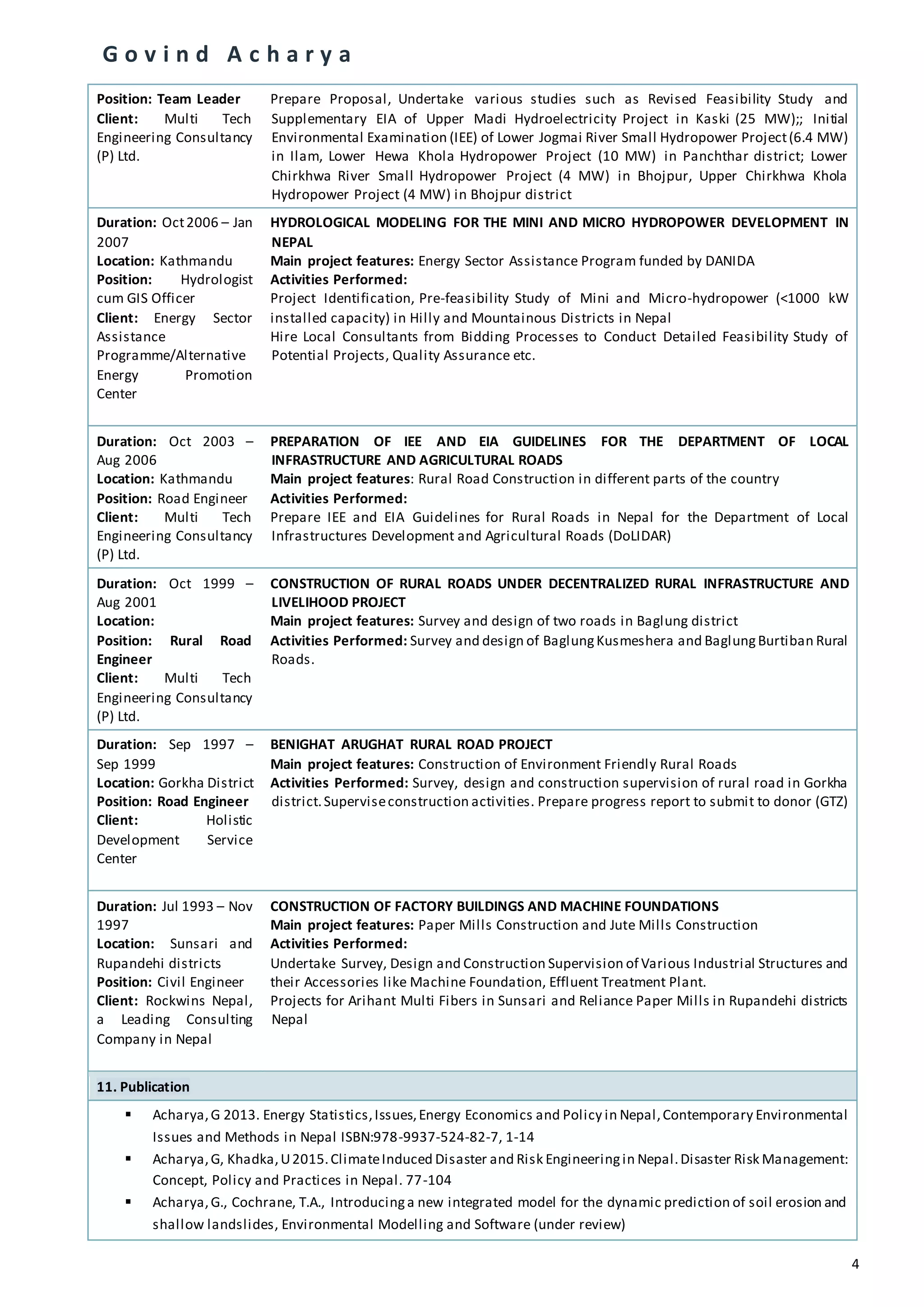 Cv govind acharya for senior engineer | DOCX