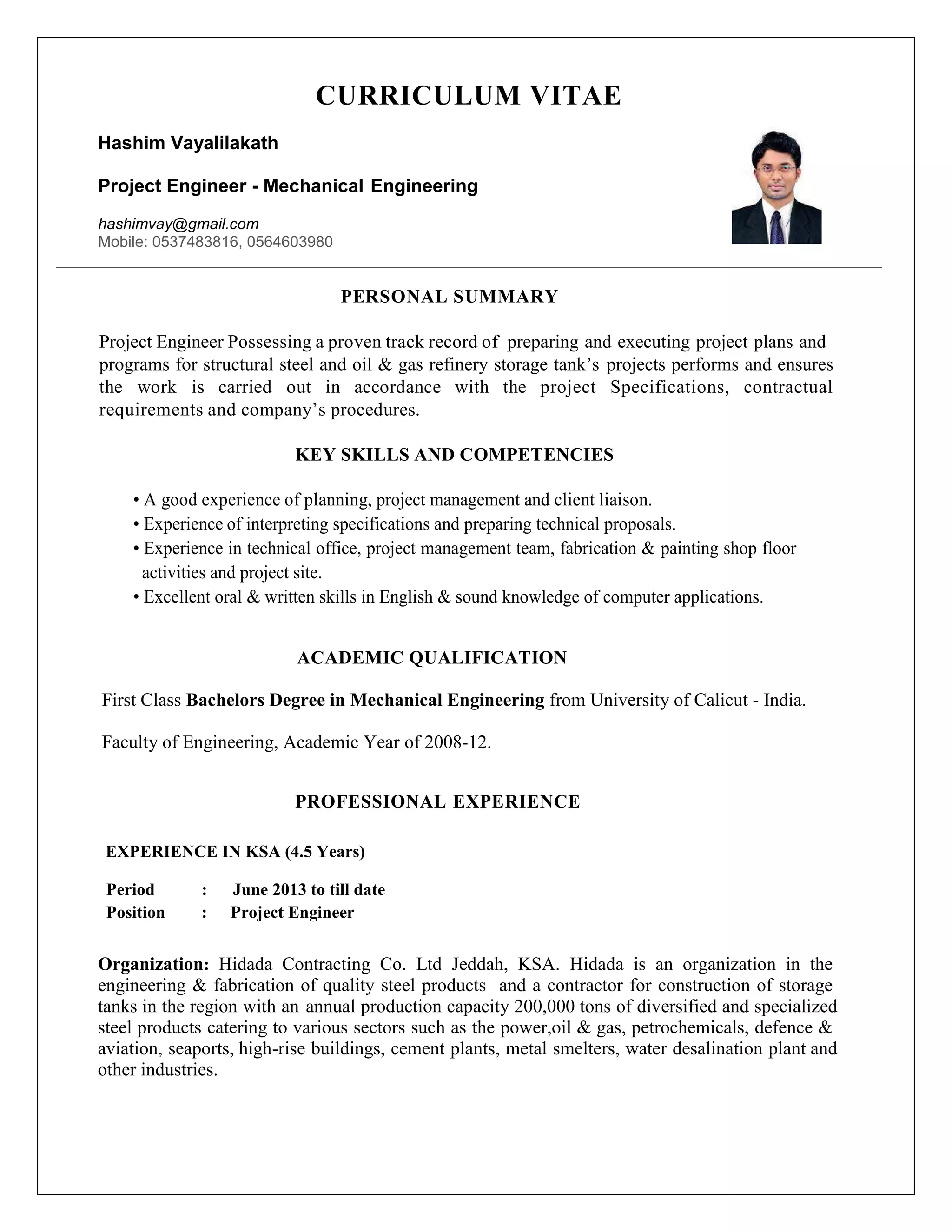 my CV Hashim project/Site engineer | PDF