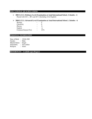 Cv Ijaz Ahamed | PDF | Business Administration | Business