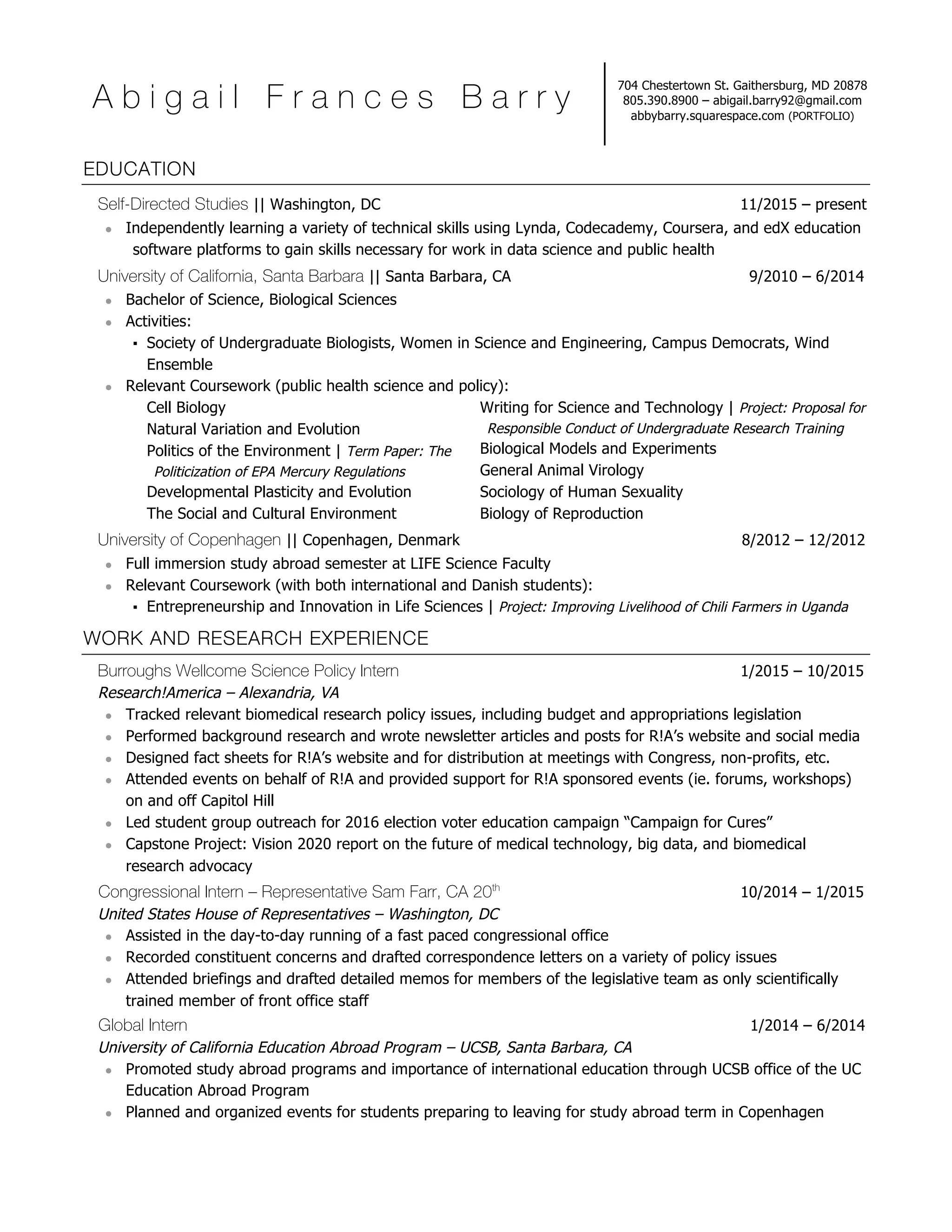 Abigail Barry's CV | PDF