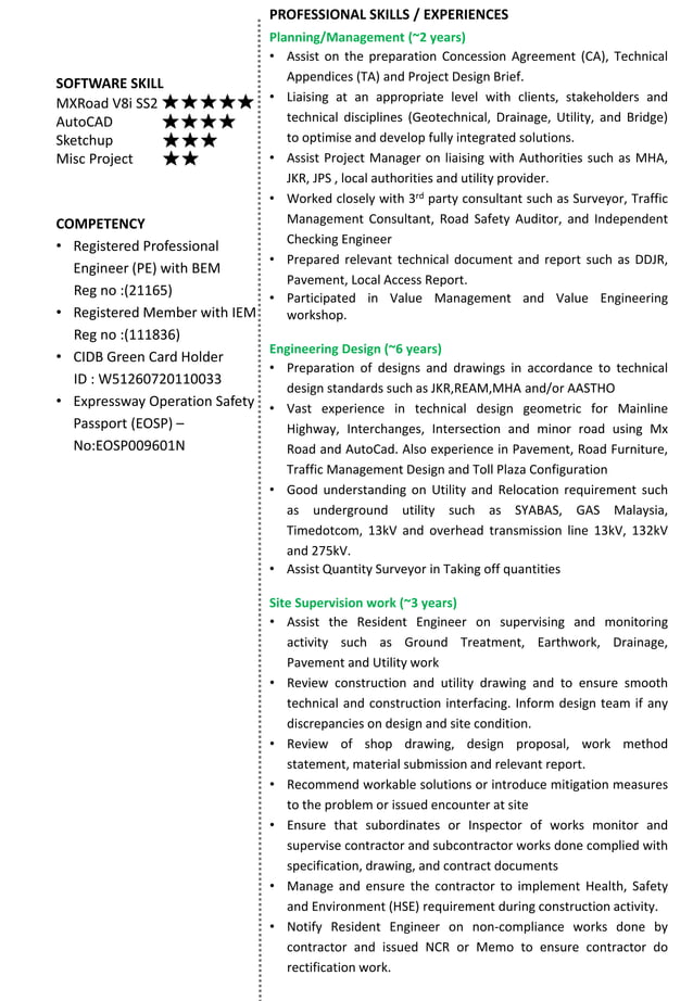 Cv Ir. Ainul Jamal bin Musa - 2020 | PDF