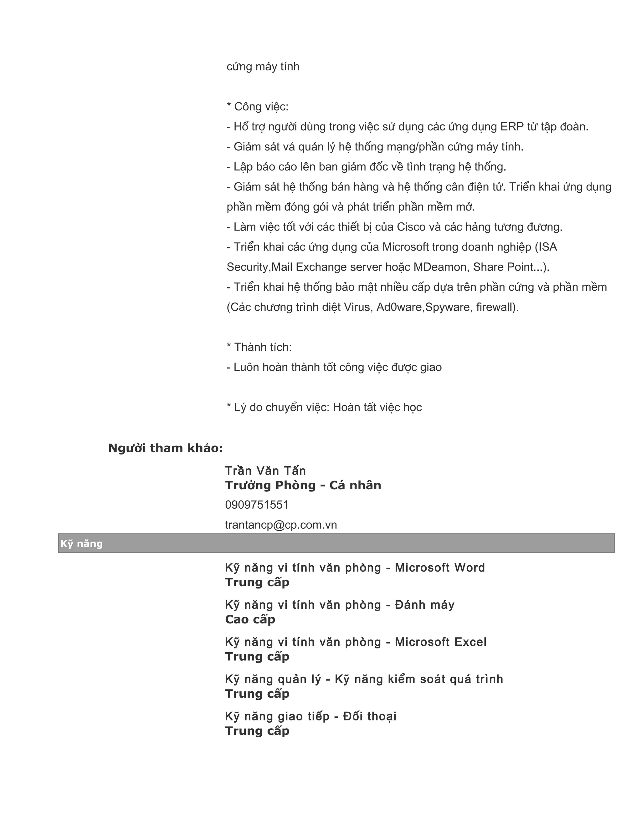 Mẫu đơn xin việc - Cv xin việc - Nhân viên it developer | PDF