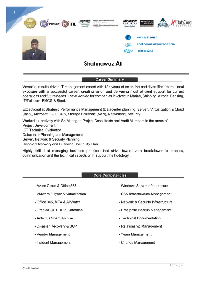 CV it infrastructure - shahnawaz ali | PDF CV it infrastructure - shahnawaz ali | PDF