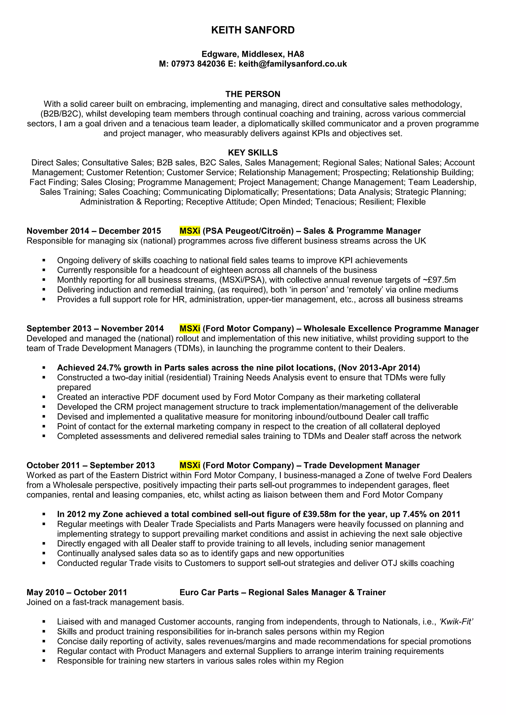 Cv keith sanford (linked in) | PDF