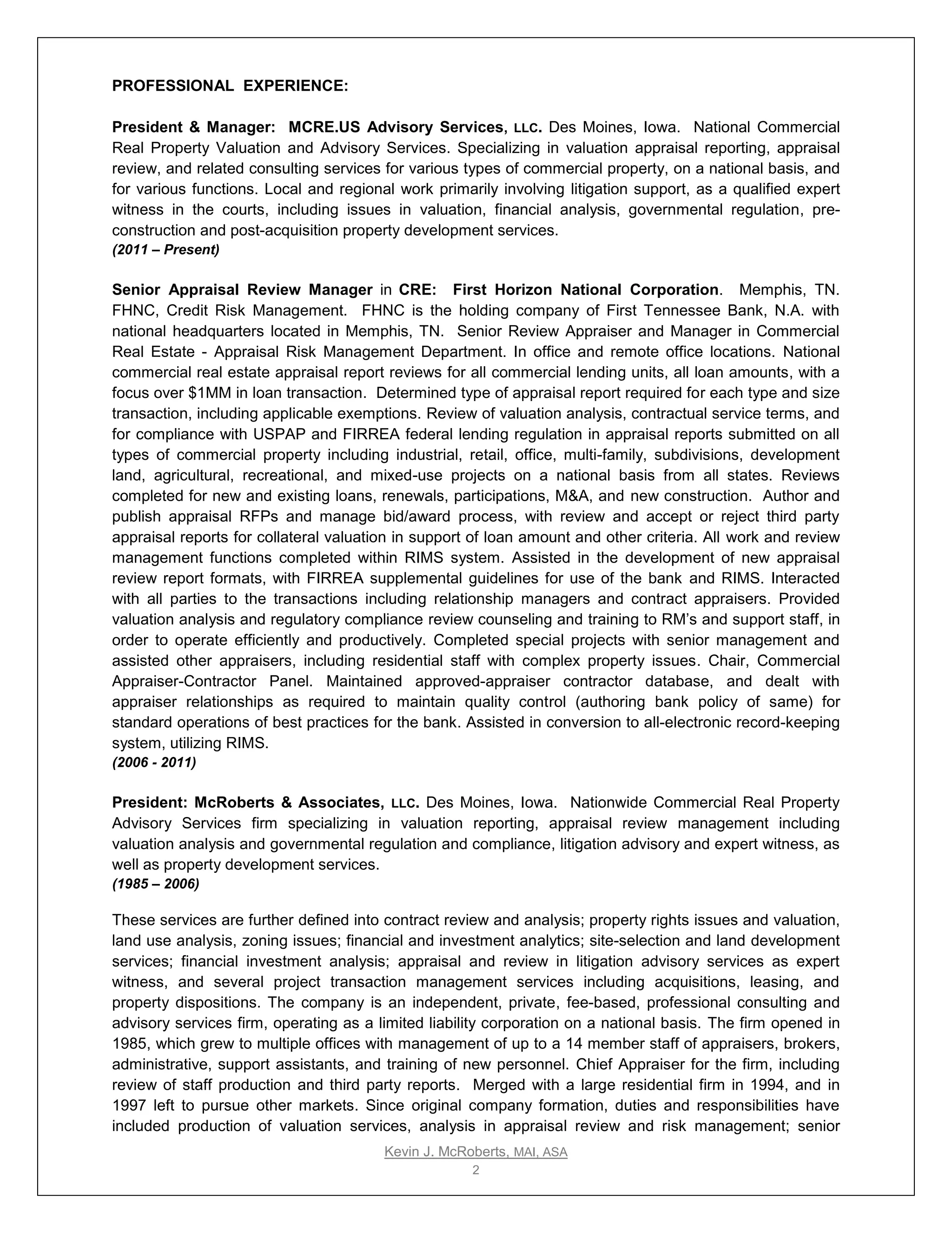 Cv Kevin j. McRoberts | PDF