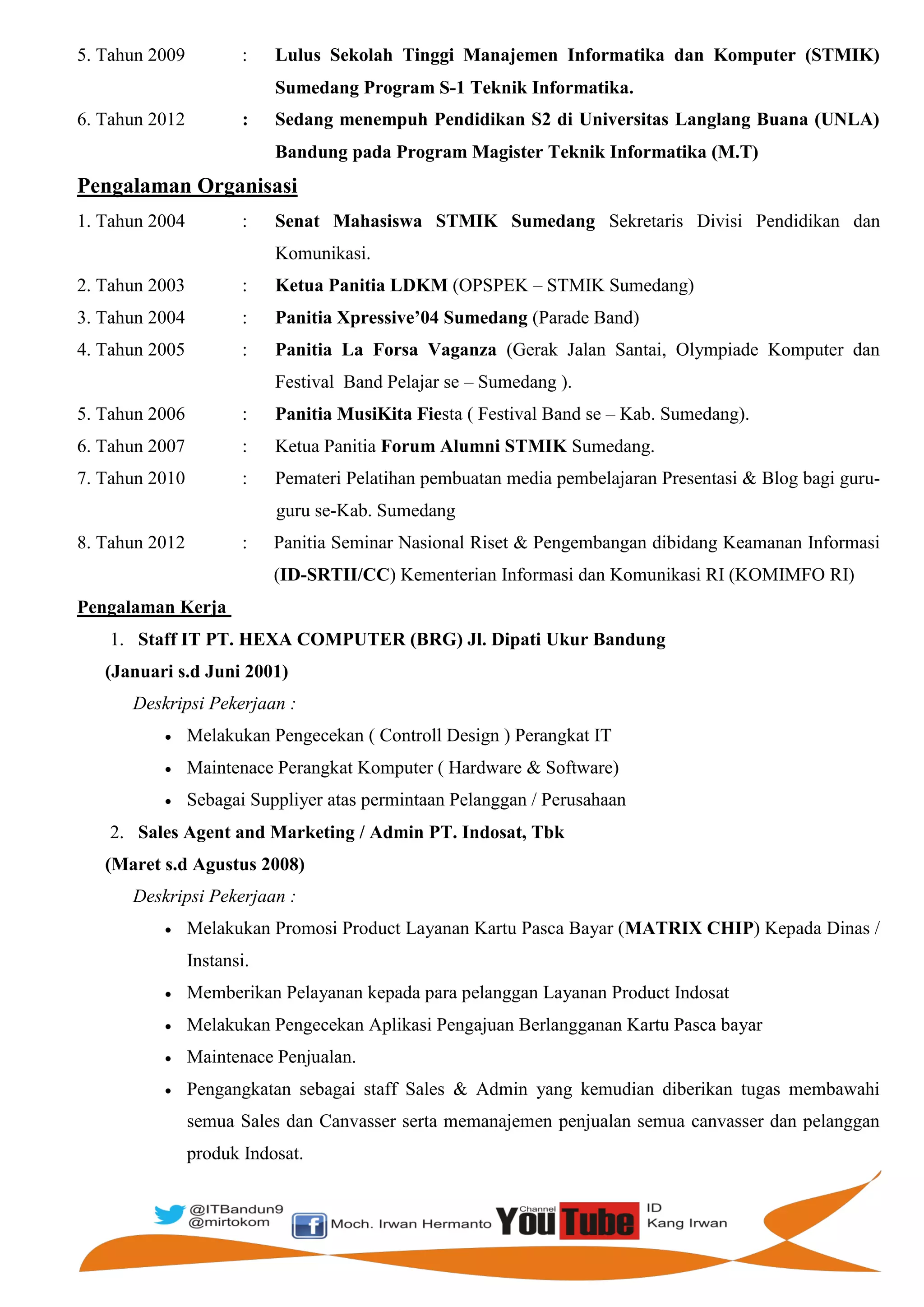 Contoh Format Curiculum Vitae (CV) | PDF