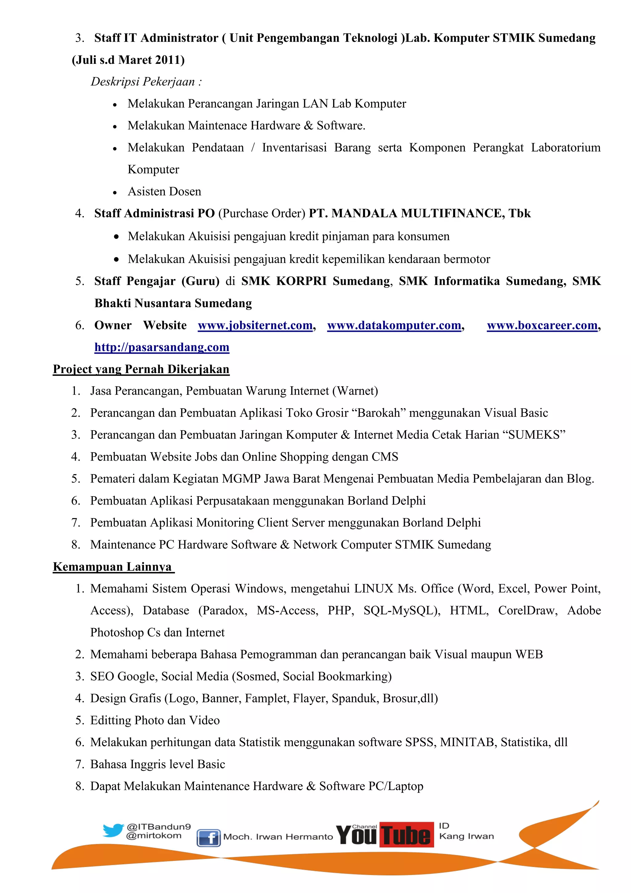 Contoh Format Curiculum Vitae (CV) | PDF