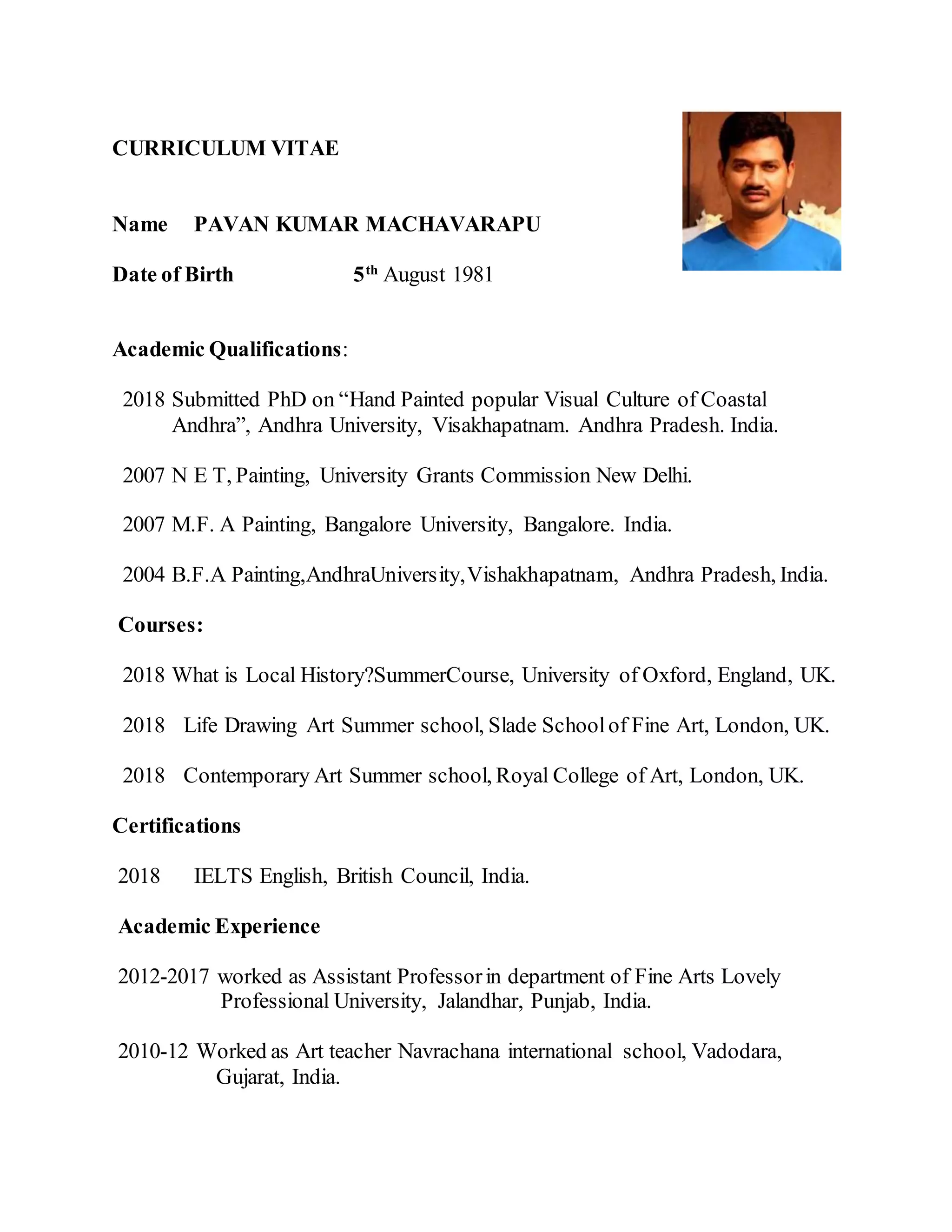 Cv m.pavan | PDF